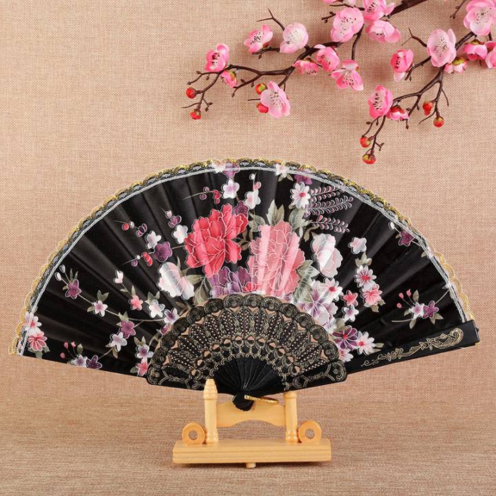 Éventail Chinois Fleurs Rouge | Eventail Boutique